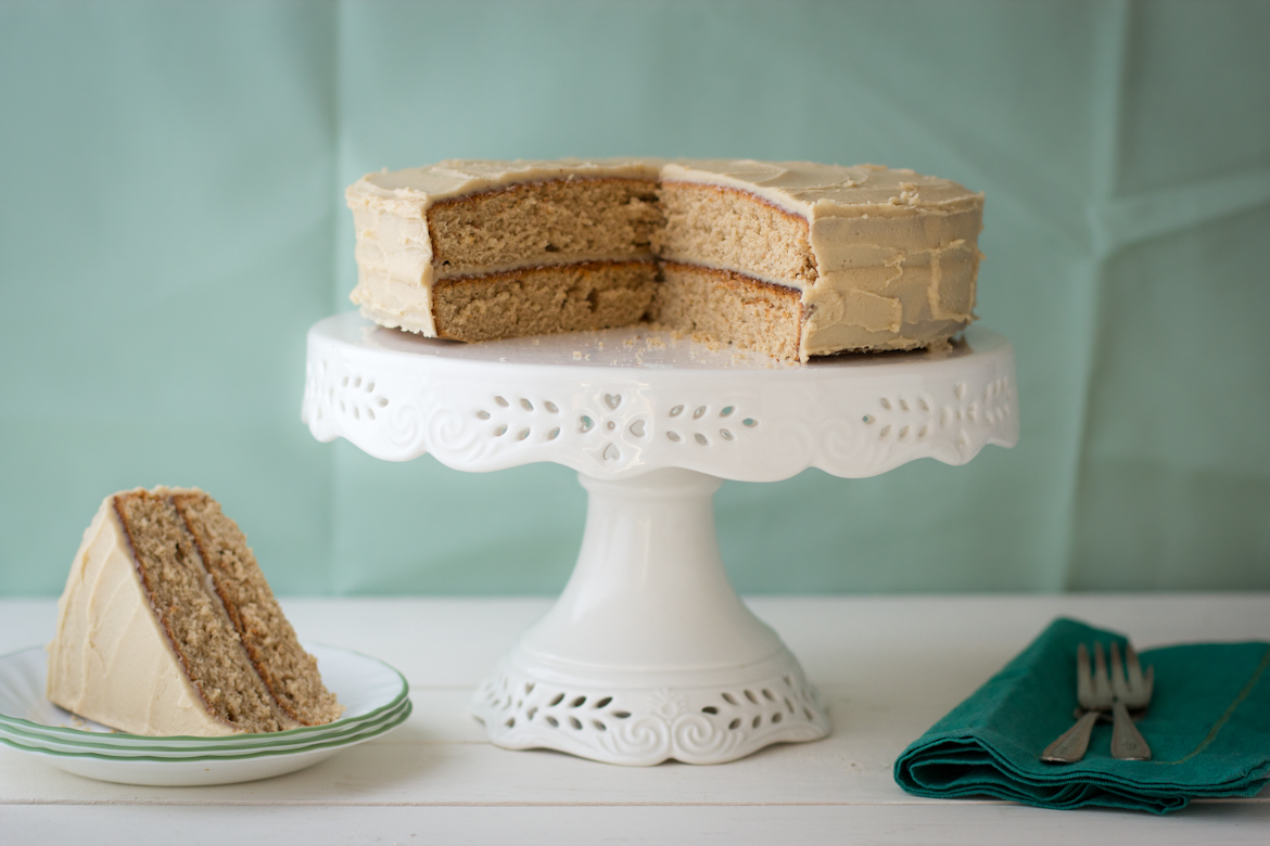 Spice Cake with Penuche Frosting - dramatic pancake